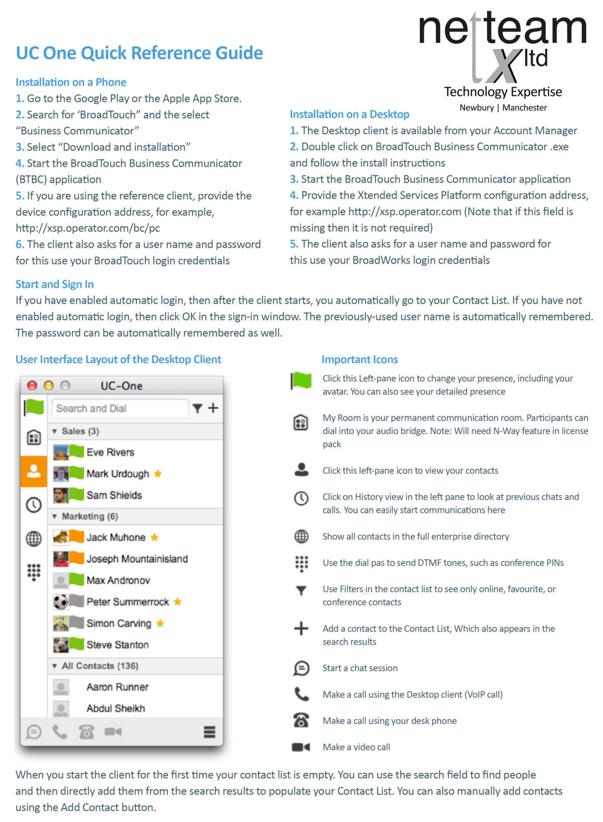 UC Ref Guide_1 - Netteam tX Ltd