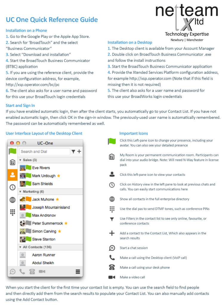 UC Ref Guide_1 - Netteam tX Ltd